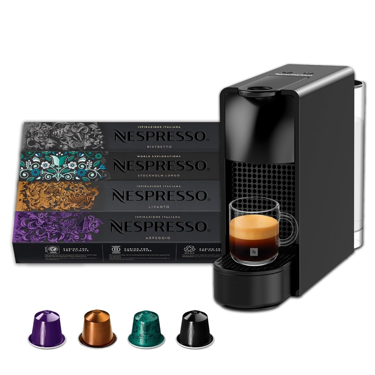 Essenza Mini Black with 3 Coffee Sleeves | Nespresso™ India